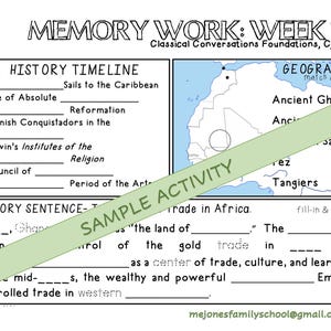 CC Cycle 1 Memory Work Worksheets | Classical Conversations Foundations ...