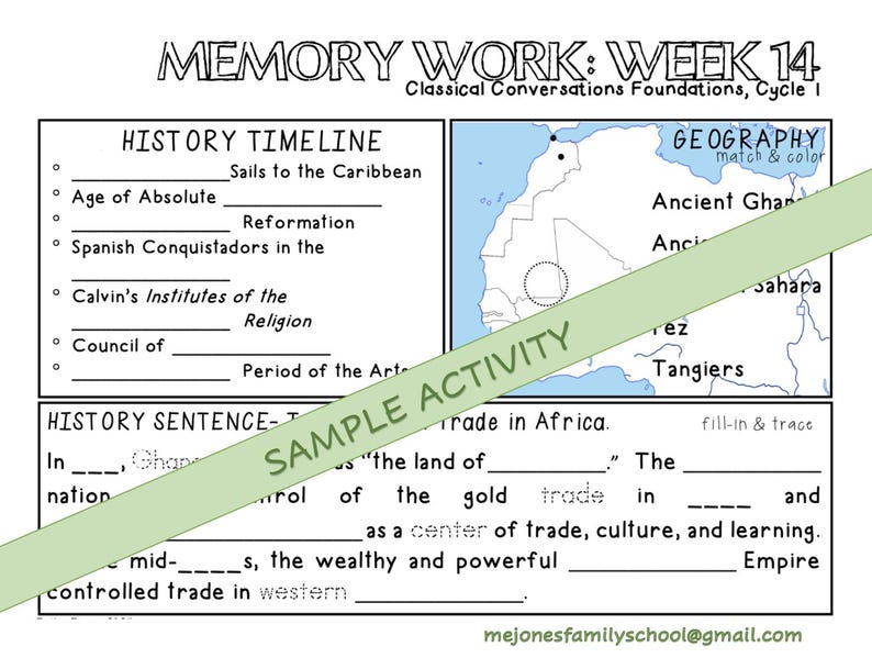 CC Cycle 1 Memory Work Worksheets | Classical Conversations Foundations ...