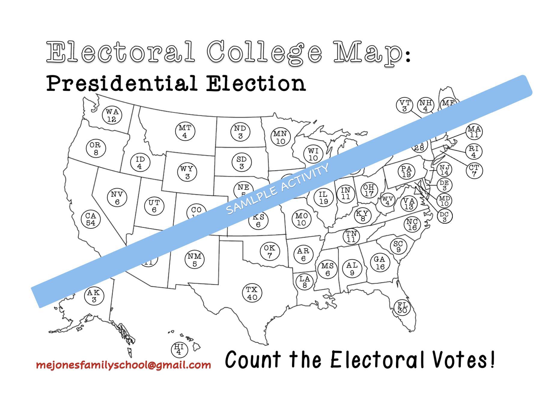 Electoral College: Map, Activities, Chart - Etsy