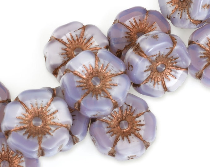12mm Hibiscus Flower Beads - Lavender Periwinkle Pastel Purple Flower ...