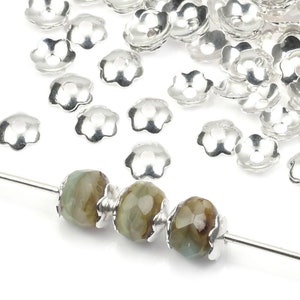 144 Pieces 4mm Scalloped Dome Bead Caps - Tiny Small Bright SILVER Bead ...