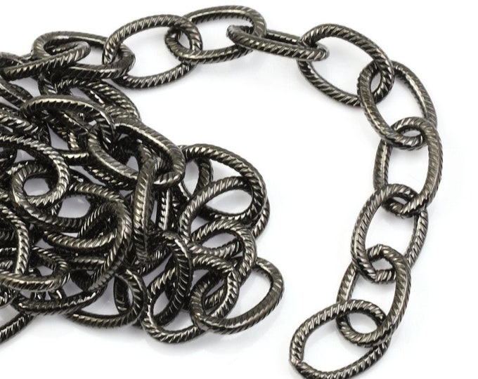 25 Foot Spool Gunmetal Chain Gun Metal Plated Fine Cable Chain Skinny ...