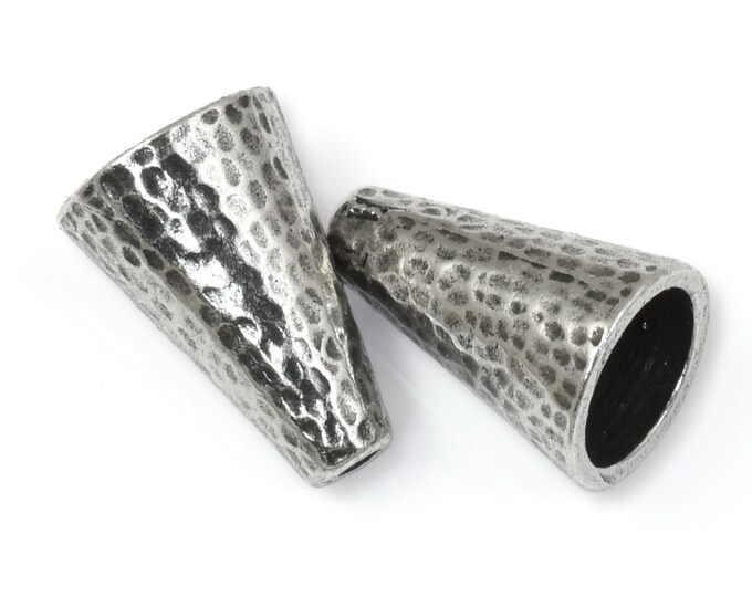 Large Hammertone Cone Bead Caps in Antique Pewter Dark Antique Silver ...