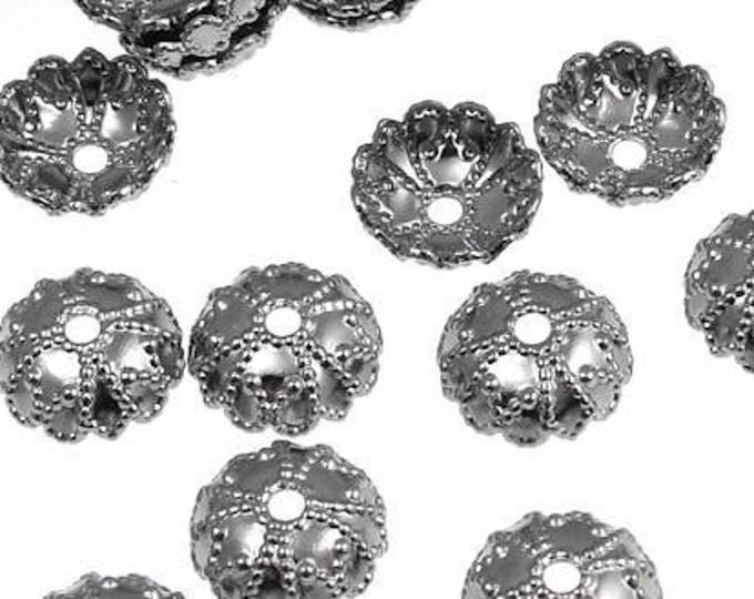 72 Gunmetal Bead Caps 7mm Ornate Dome Caps Gun Metal - Etsy