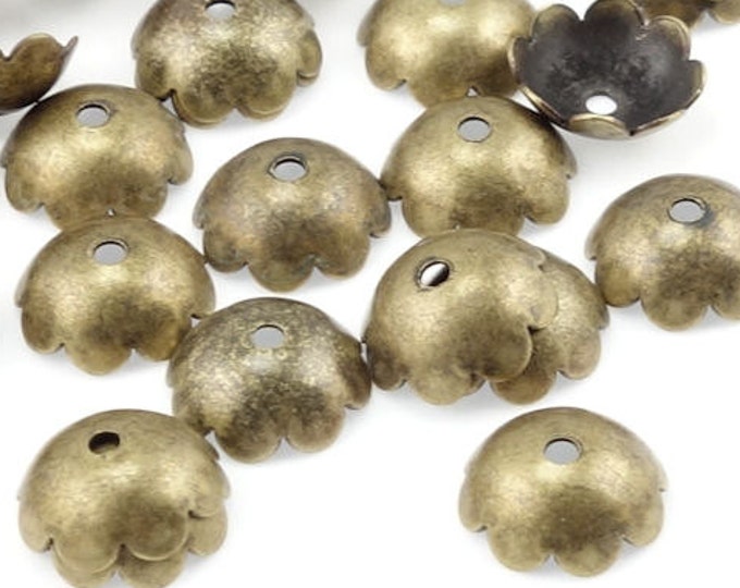 50 Antique Brass Beadcaps 4mm Tierracast BEADED Beadcap Brass Oxide ...