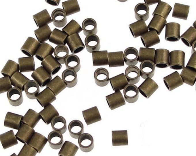 72 Brass Crimp Beads 2mm X 2mm Antique Brass Crimp Tube Beads Aged ...