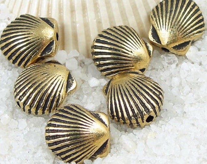 Sea Shell Beads - Antique Gold Beads - Tierracast Small Shell Beads ...