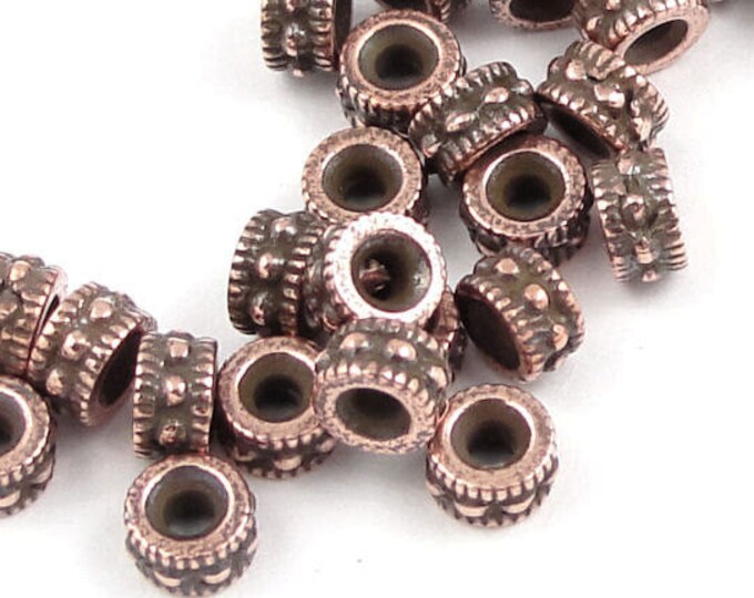 10mm Antique Copper Beads Large Hole Beads for Leather Copper Bali ...