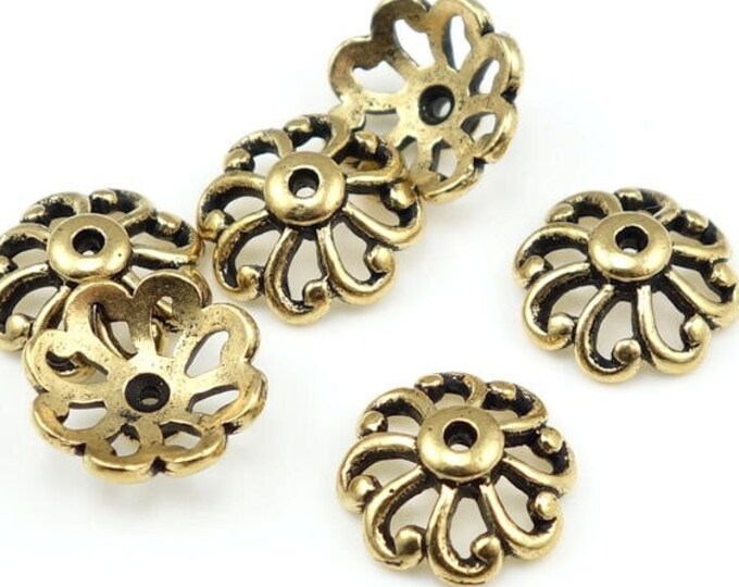 Large Gold Beadcaps 12mm Scalloped Gold Bead Caps Tierracast Pewter ...