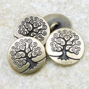 Tree of Life Buttons Tierracast Antique Brass Button Findings Brass ...