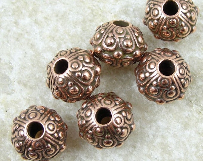 10mm Antique Copper Beads Large Hole Beads for Leather Copper Bali ...