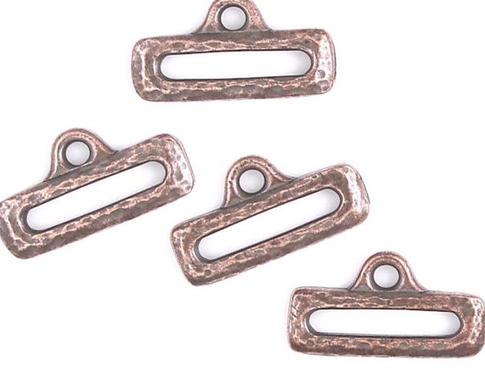 Copper Ribbon Slides Antique Copper Leather Strap End Distressed Slide ...