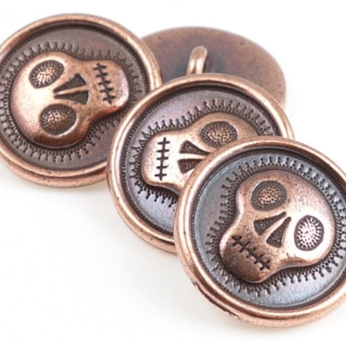 Day of the Dead Buttons Antique Copper Button Clasp Findings | Etsy