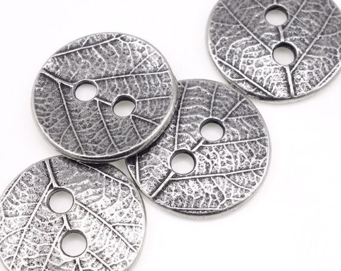 Leaf Buttons Antique Pewter Dark Silver Button Findings - Tierracast ...