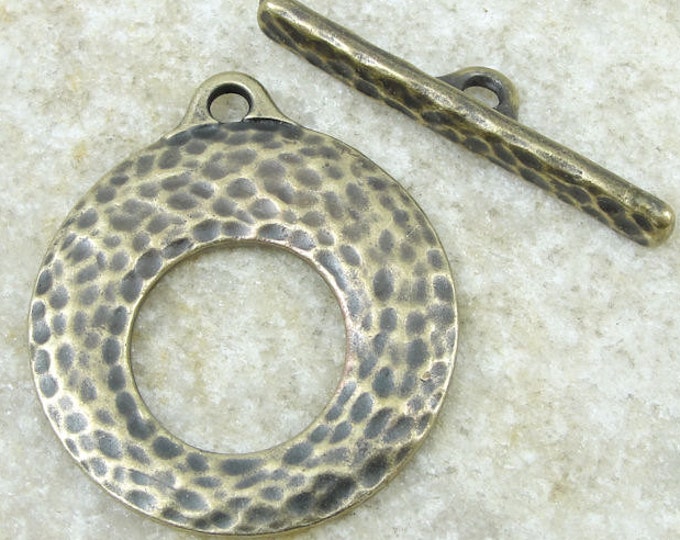 Tierracast ARTISAN Clasp Very Large Antique Brass Toggle - Etsy