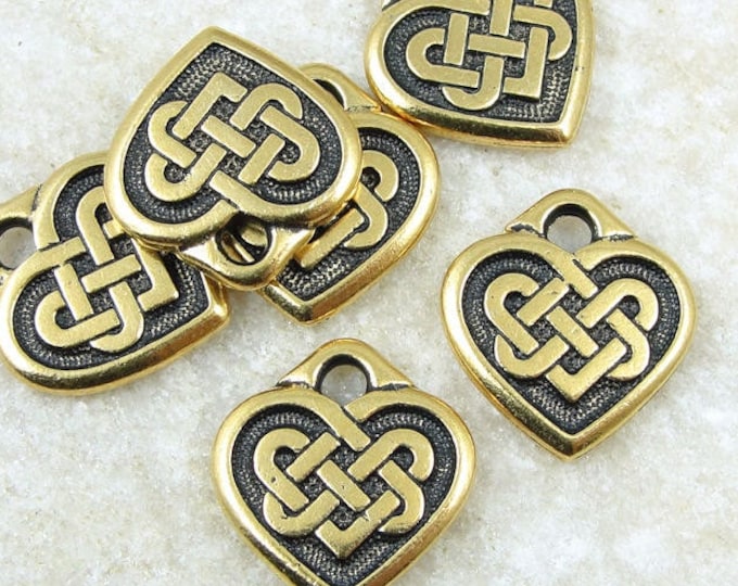 Celtic Charms - Tierracast CELTIC HEART Charms - Antique Gold Charms ...