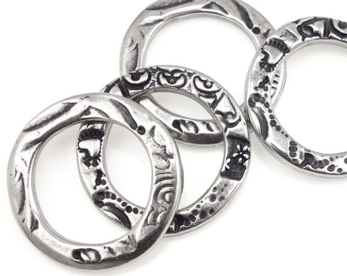 Dark Antique Silver Ring Charms Links Connectors Tierracast 3/4 FLORA ...