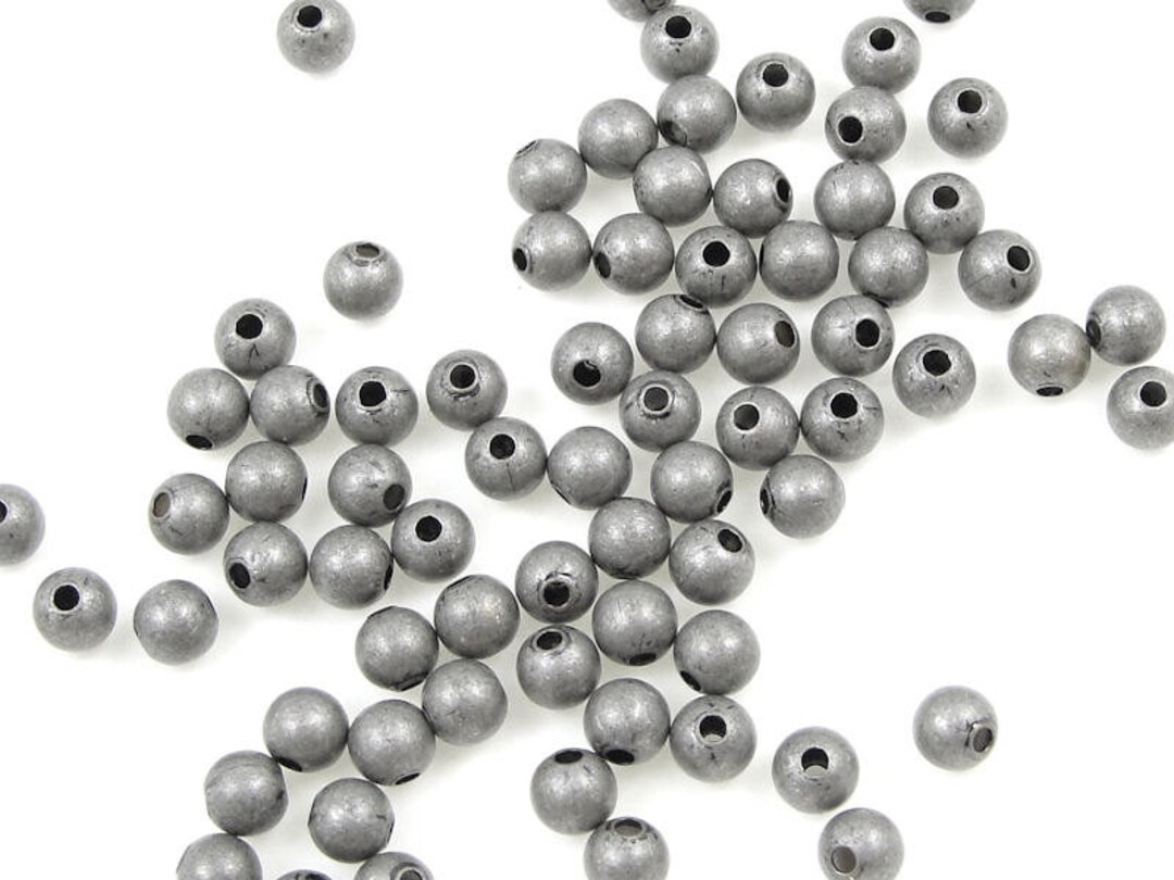 3mm Beads Dark Antique Silver Beads Small Lightly Seamed Round Beads ...