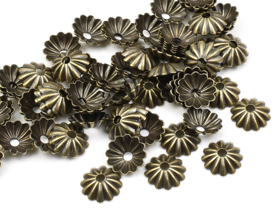 144 Pieces 6mm Pleated Dome Bead Caps -antique Brass Bead Caps - Brass ...