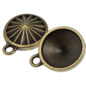 14mm Rivoli Pendants - Antique Brass Charms for 14mm Swarovski Rivolis ...