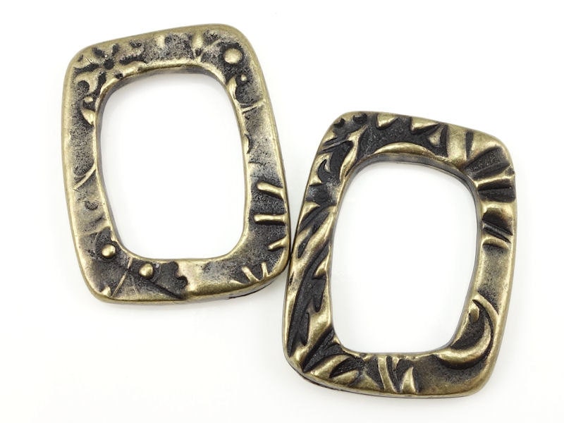 Rectangular Metal Ring Charm Link Finding Antique Brass Charms - Etsy