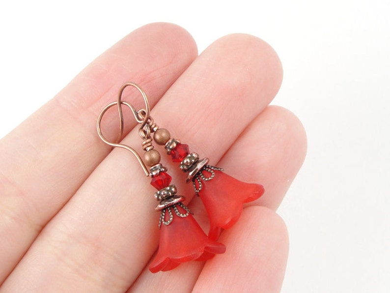 12 RED Flower Beads Frosted Lucite Flower Beads Red Flowers - Etsy