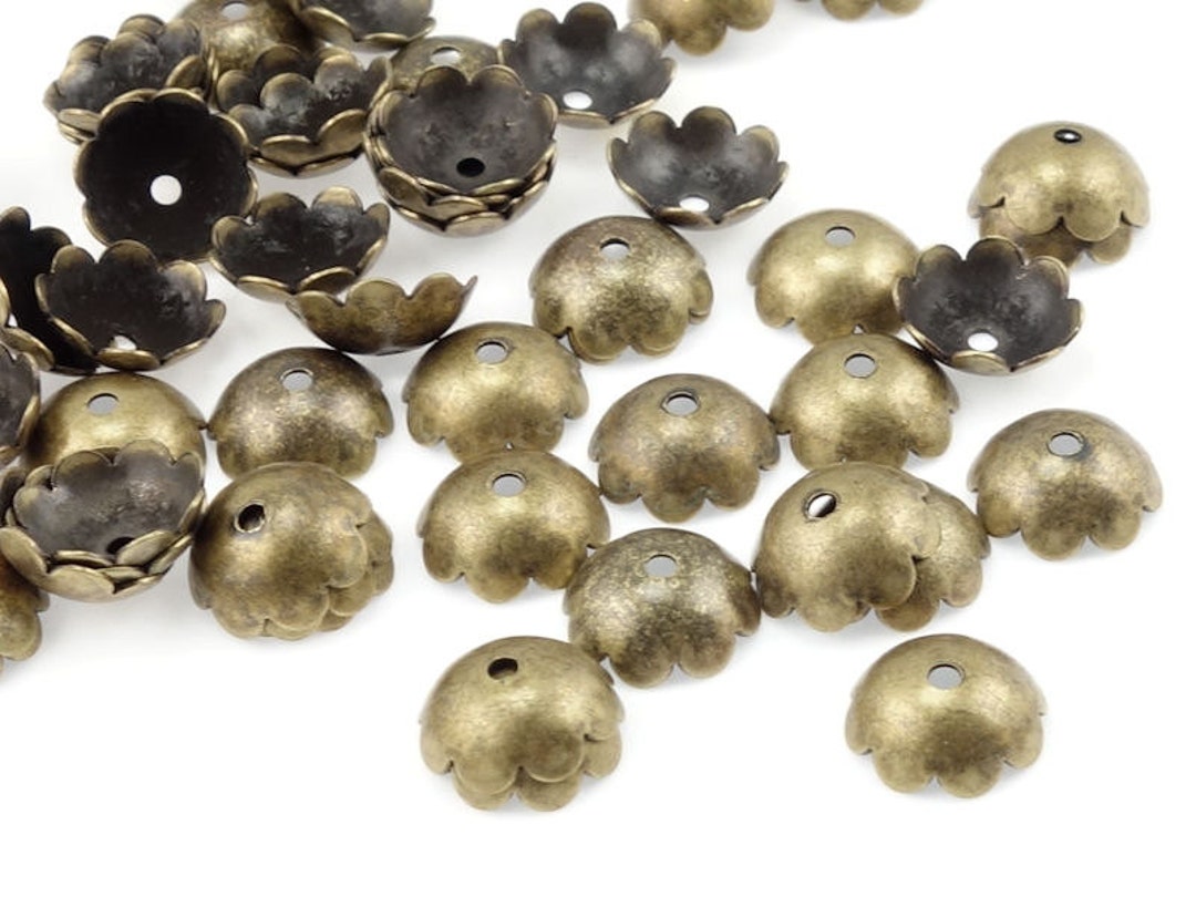 72 Pieces of 8mm Scalloped Dome Bead Caps - ANTIQUE BRASS Bead Caps ...