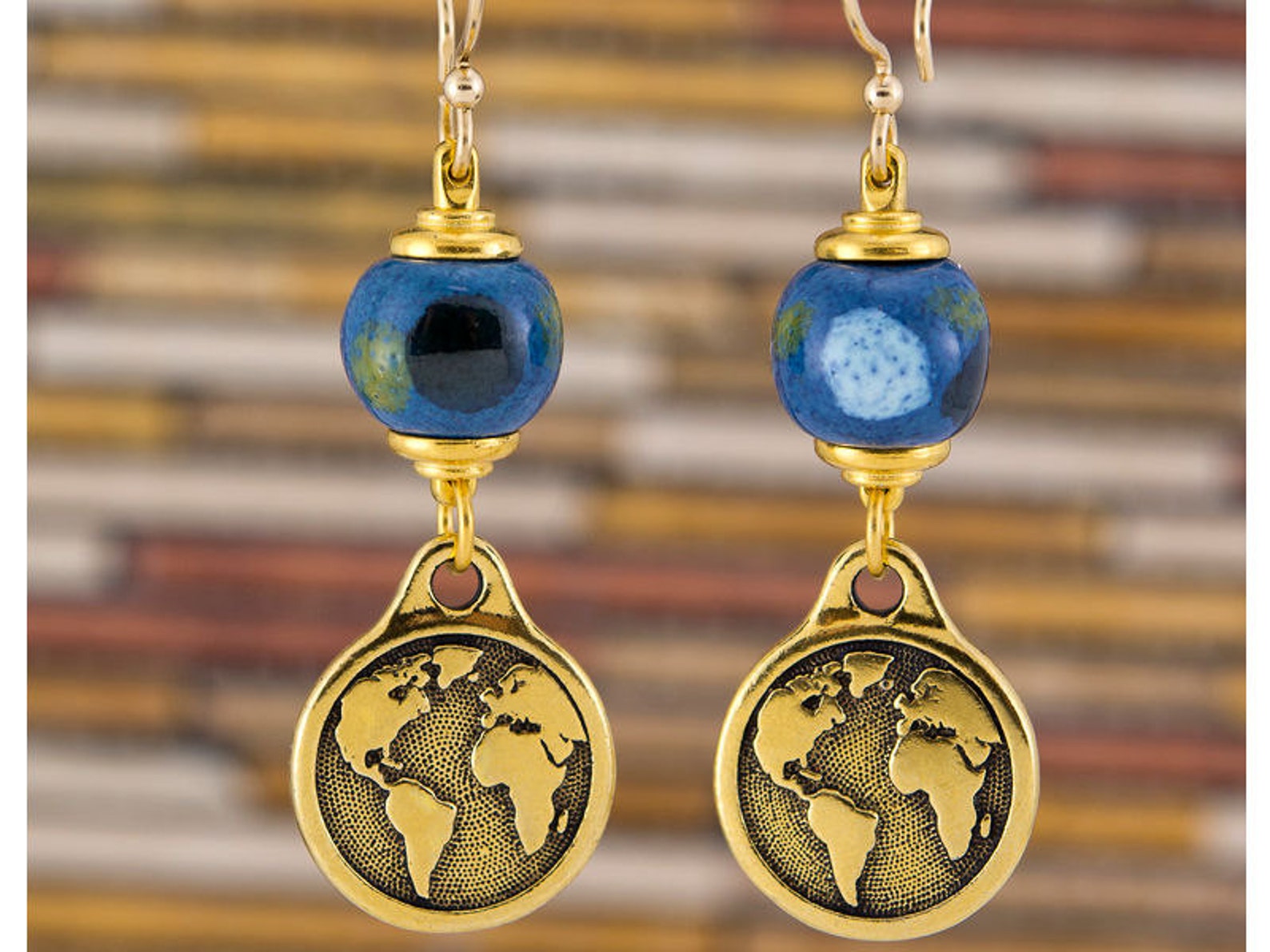 Tierracast EARTH Charm Antique Gold Charm World Charm - Etsy