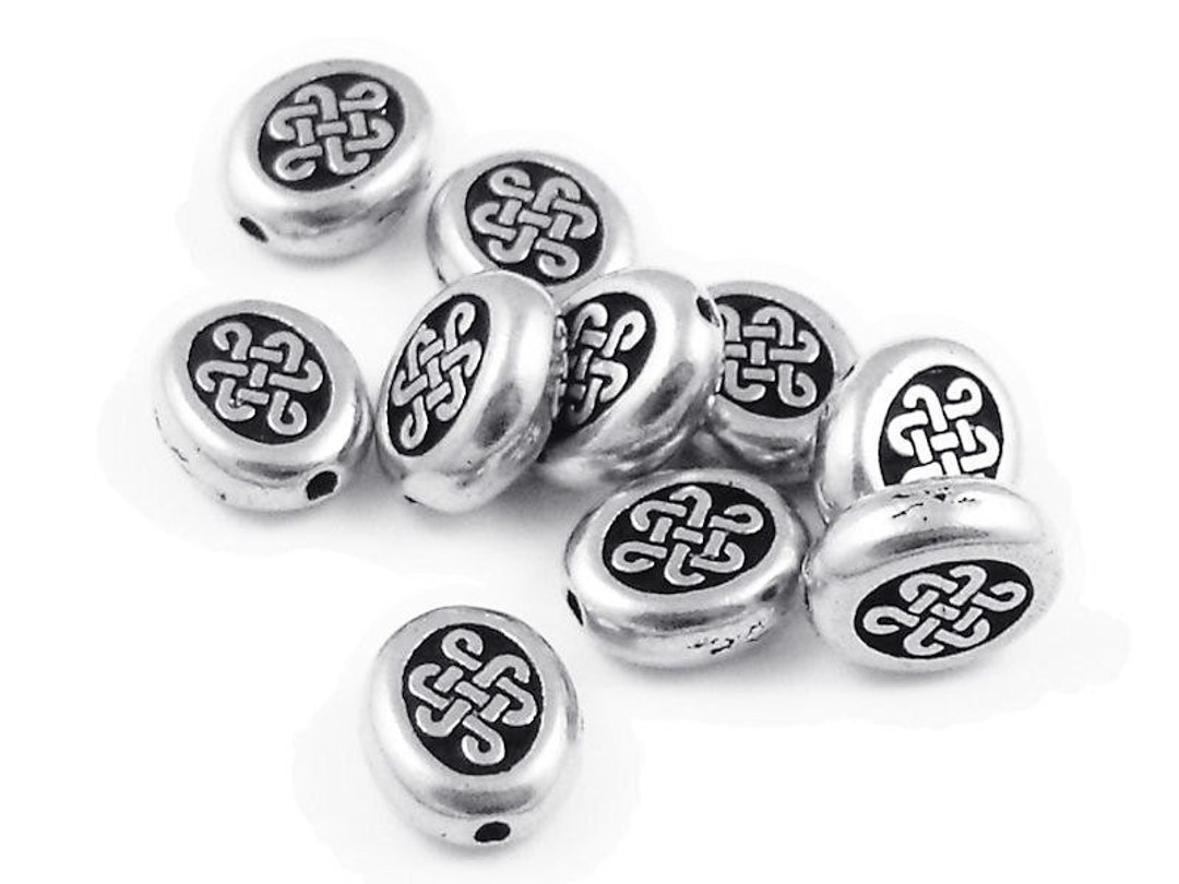 Celtic Beads - Antique Silver Beads - 9mm X 7mm Tierracast Endless ...