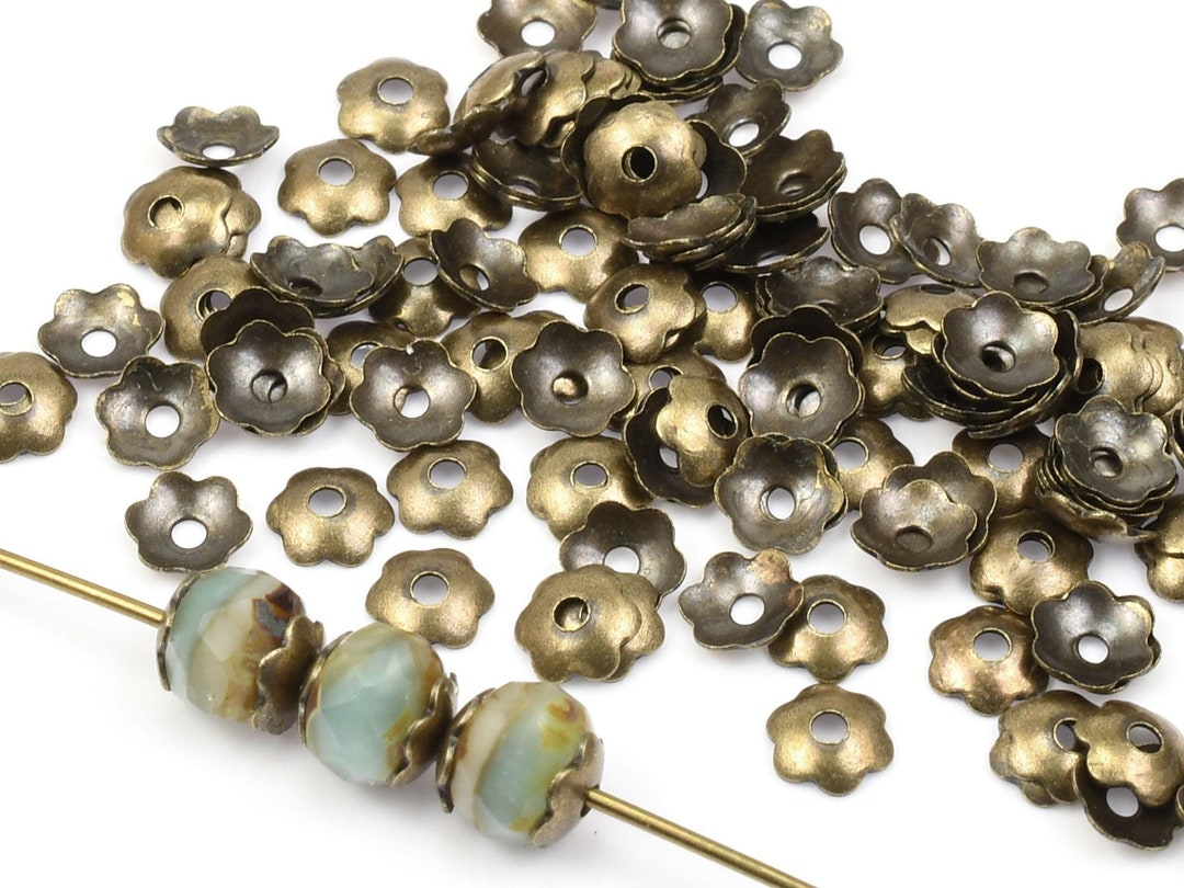 144 Pieces 4mm Scalloped Dome Bead Caps - Tiny Small Antique Brass Bead ...