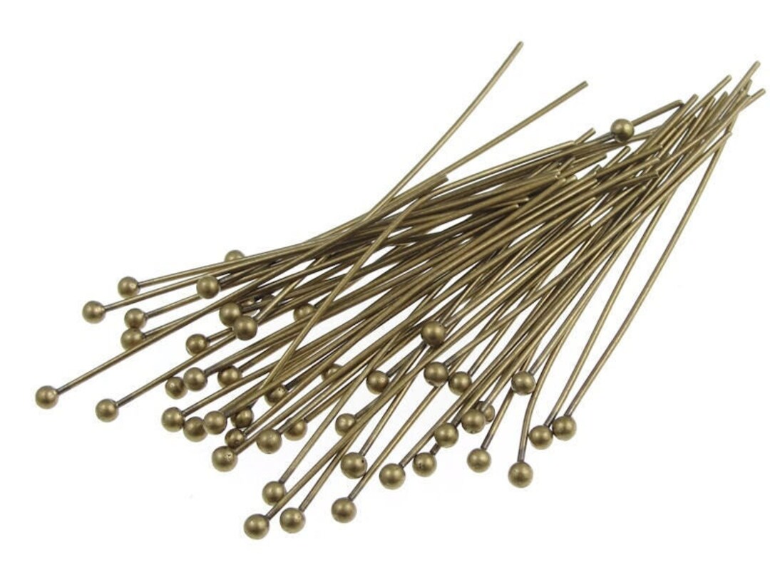 144 Brass BALLPINS Ball Pin Findings 1.5" Antique Brass Ball Head Pins ...
