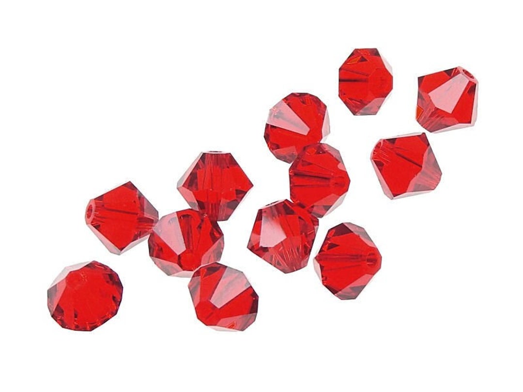 12 Pieces 6mm LIGHT SIAM Bright Red Beads - Swarovski Xilion Bicone ...