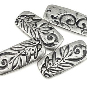 Two Hole Links Dark Antique Silver Charms Tierracast JARDIN BAR Link ...