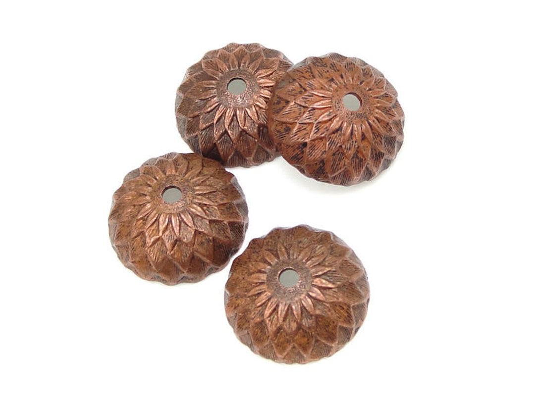 4 Acorn Caps - Vintaj Artisan Copper 13mm Acorn Bead Caps Lightly Aged ...