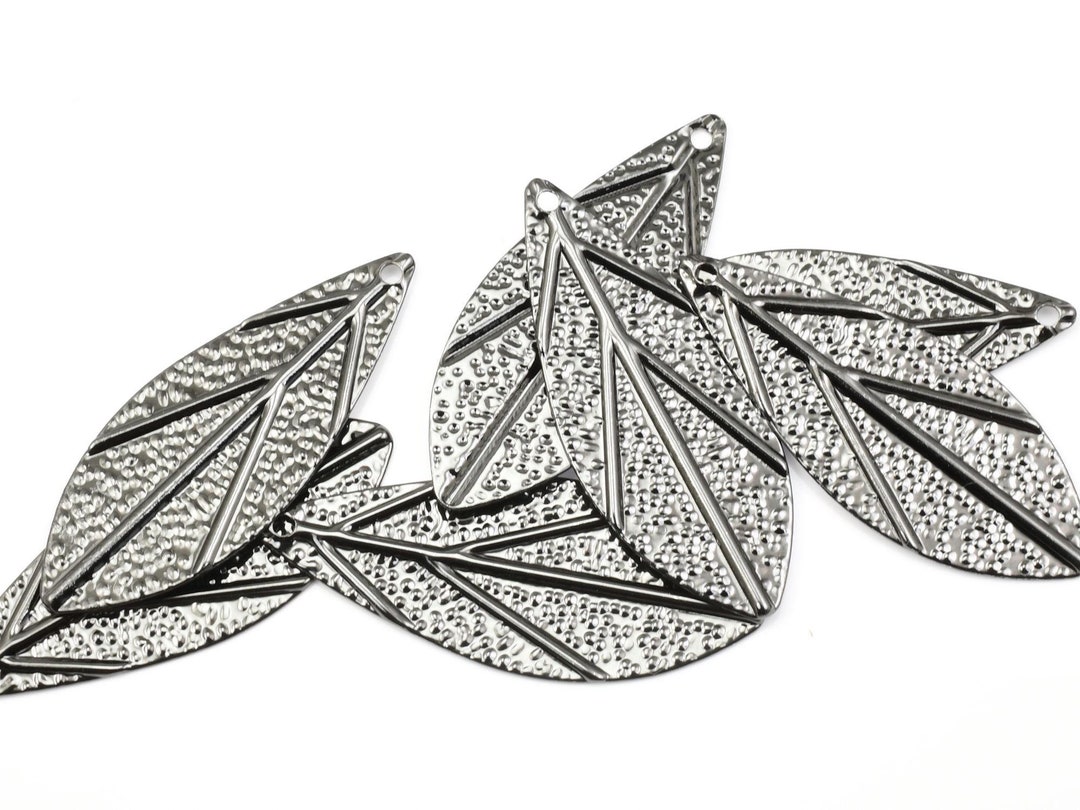 12 or More 28mm X 11mm Large Leaf Charms - Gunmetal Gun Metal Plated ...