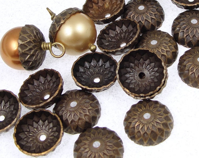 36 Acorn Caps Vintaj Natural Brass 13mm Acorn Bead Caps Dark Brass ...