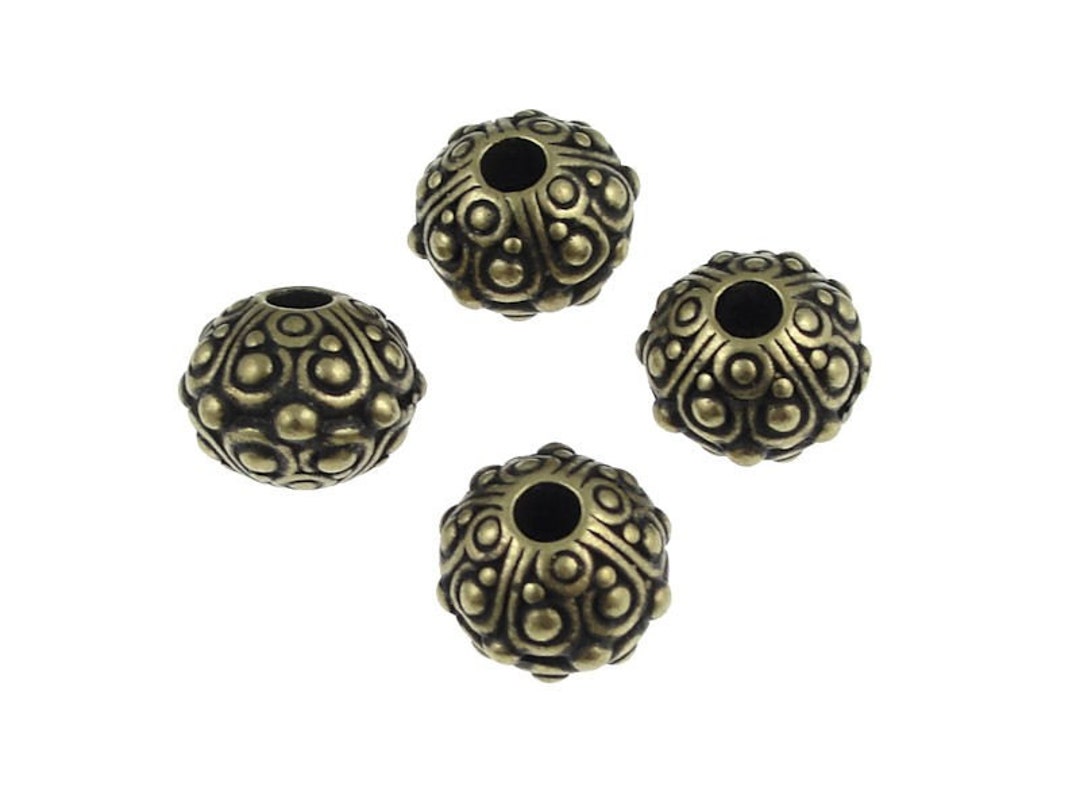 Antique Brass Beads - Large Hole Beads - Tierracast Pewter Brass Oxide ...
