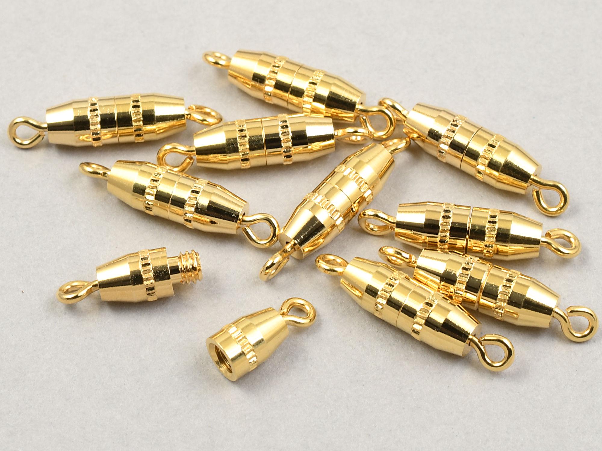 10+ Pieces of 15mm Long Barrel Clasp Findings - BRIGHT GOLD Clasps ...