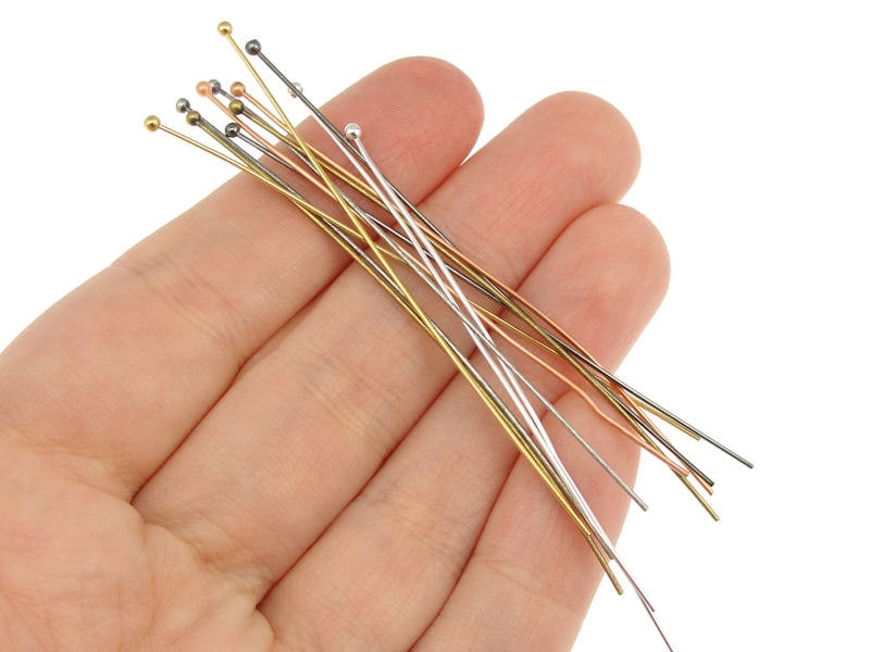 48 Gold Ball Pins 3" Gold Plated Ball Head Pins 21 Gauge 21 G 3 Inch ...