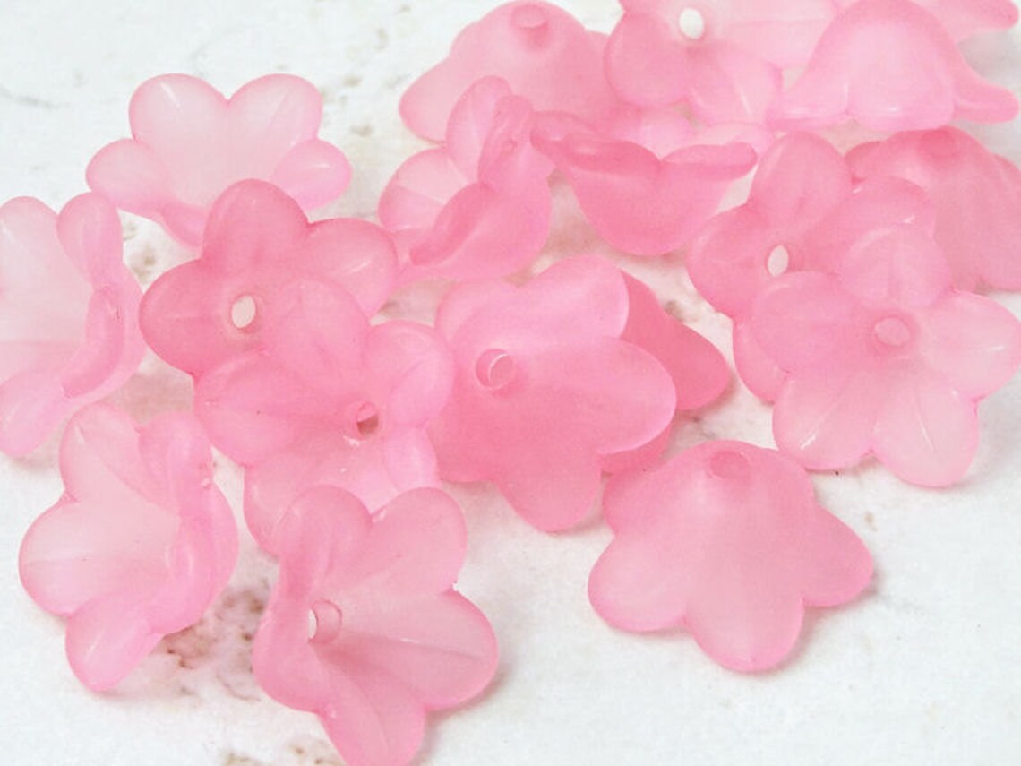 18 LIGHT PINK Flower Beads Frosted Lucite Flower Bead 7mm X - Etsy