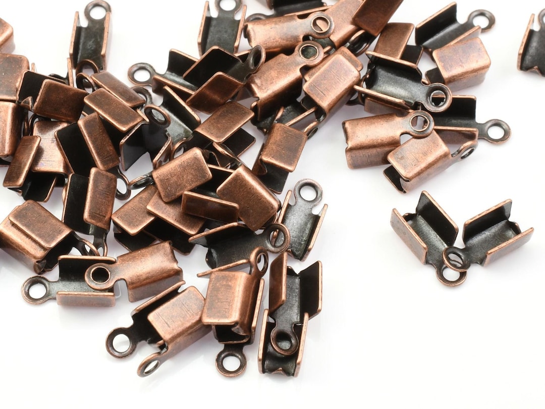 72 Antique Copper Cord End Crimps for 2mm Cord - Aged Copper Cord ...