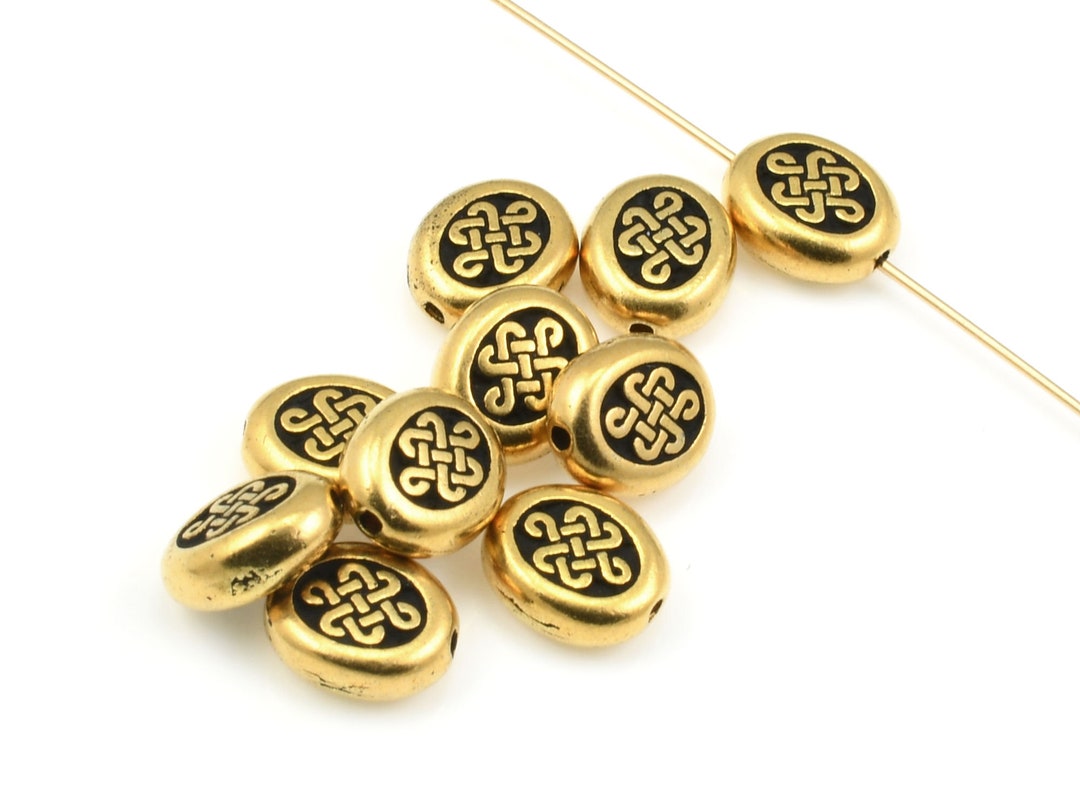Tierracast Endless Celtic Knot Beads - Antique Gold Beads for Jewelry ...