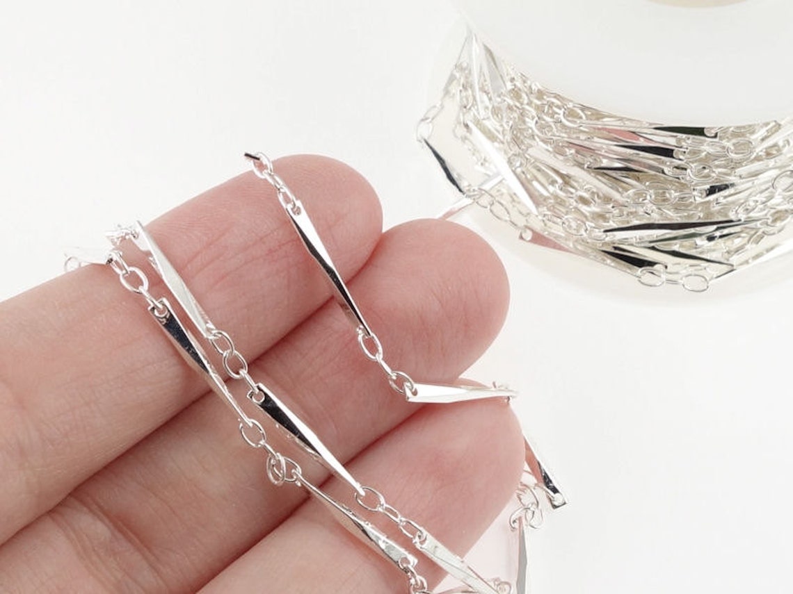 18 Silver Plated Chain Loose Chain Bar and Ring Chain - Etsy