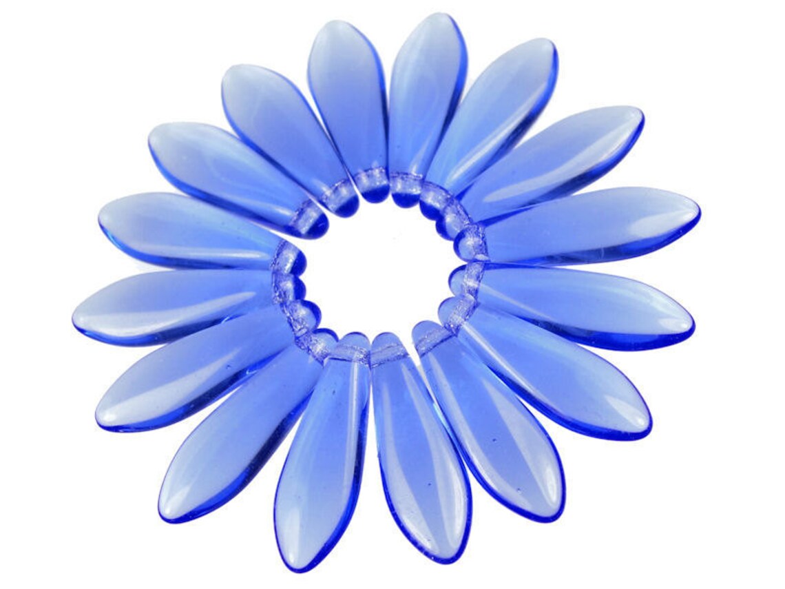 50 SAPPHIRE BLUE Briolette Beads 16mm X 5mm Dagger Czech - Etsy