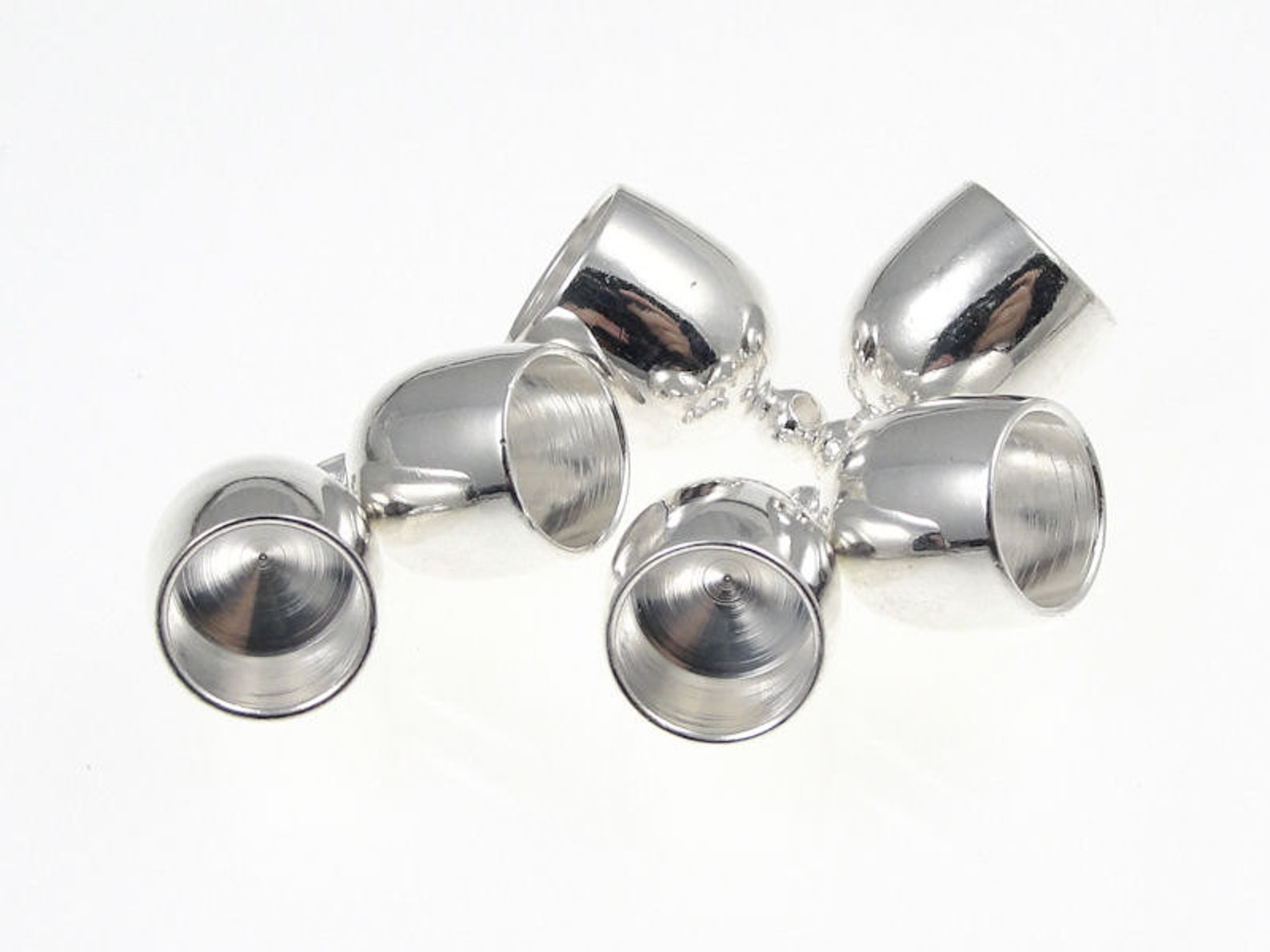6 Silver End Caps 8mm Kumihimo Cord End Caps Bright Silver | Etsy