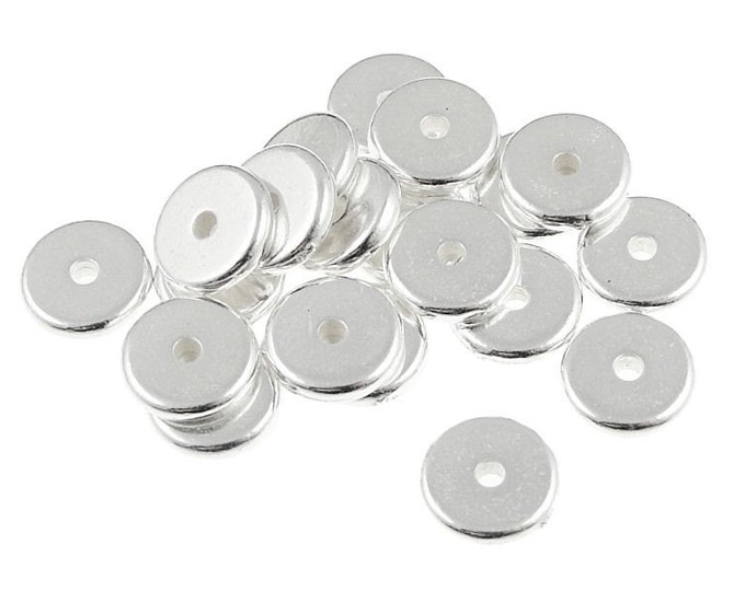100 Silver Disk Beads 8mm Flat Disk Heishi Spacer Beads - Etsy