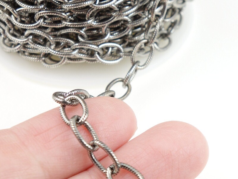 Heavy Link Chain W/ 6mm X 9mm Embossed Open Links Dark - Etsy