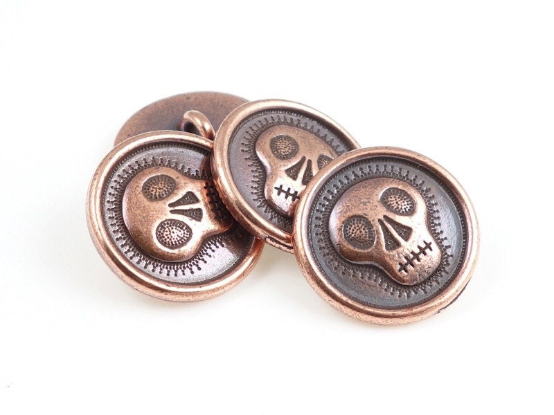 Day of the Dead Buttons Antique Copper Button Clasp Findings Tierracast ...