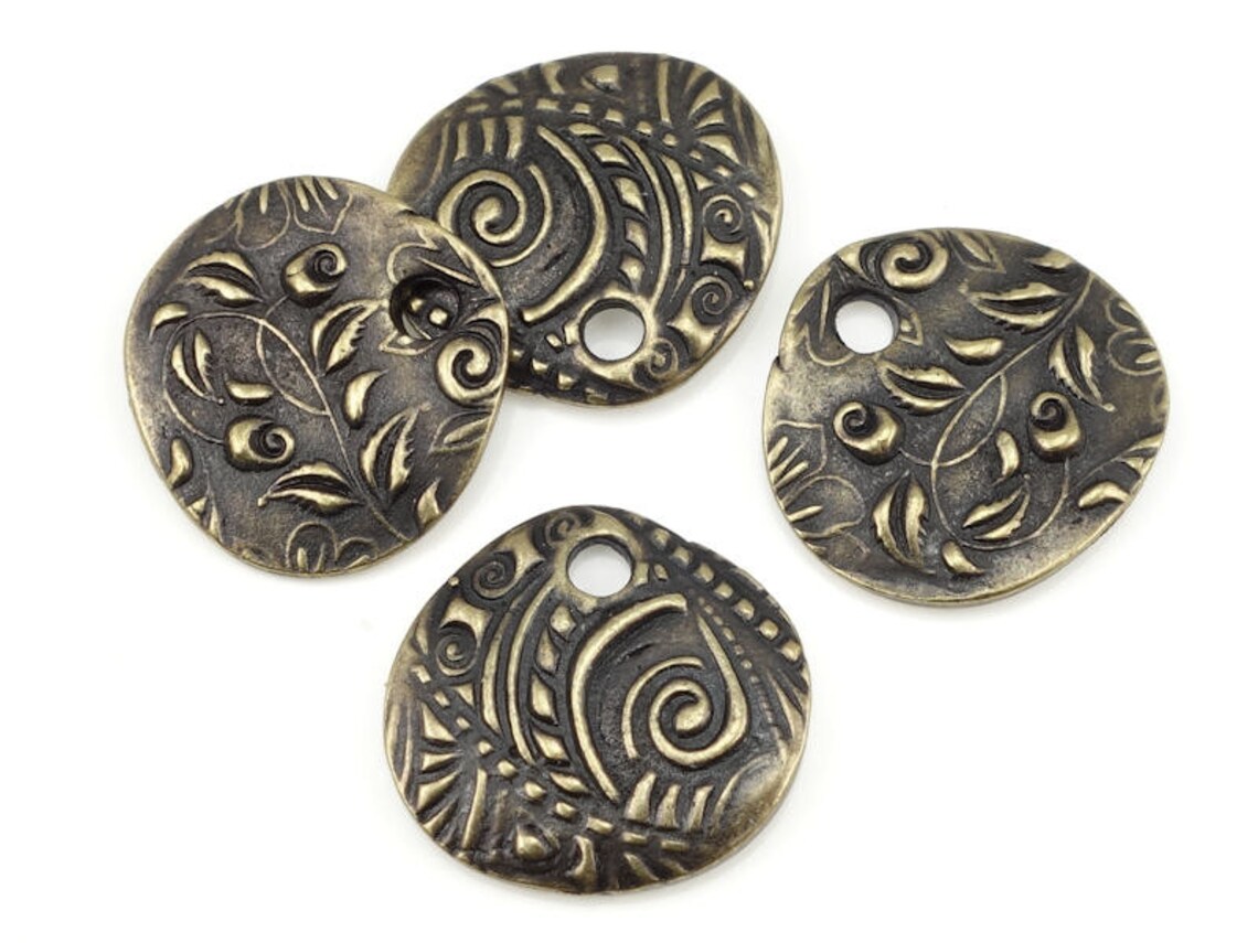 Antique Brass Charms Brass Oxide Tierracast 5/8 JARDIN | Etsy