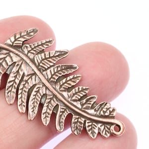 Antique Copper Fern Leaf Link - 40mm X 20mm Fern Frond Pendant Charm ...